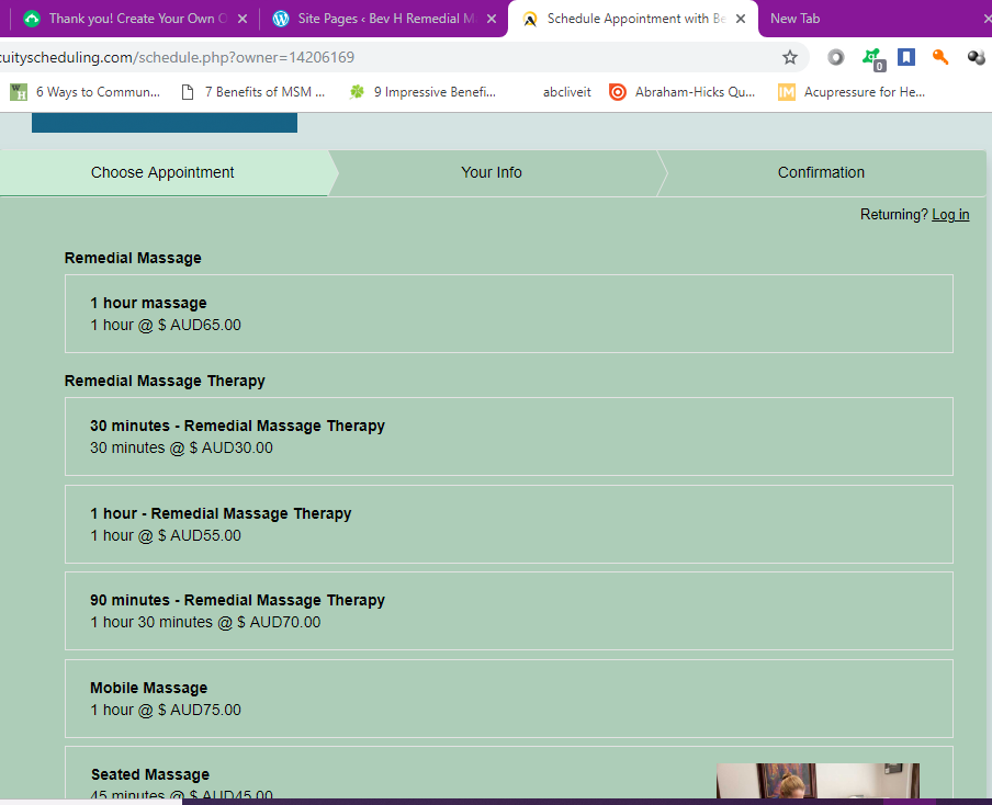 Appointment Scheduling – Bev H Remedial Massage Therapy