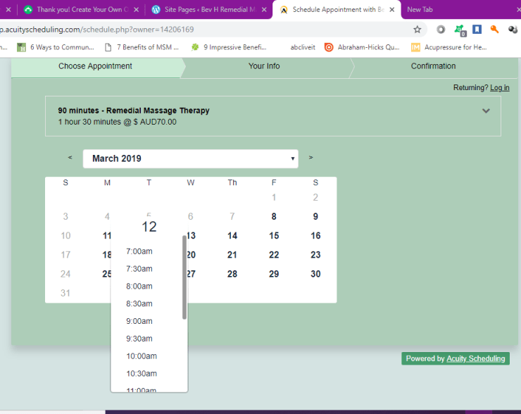 Appointment Scheduling – Bev H Remedial Massage Therapy